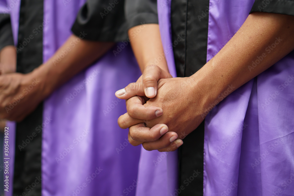 Praying to God, Wearing christian dress ready for baptism. Stock Photo ...