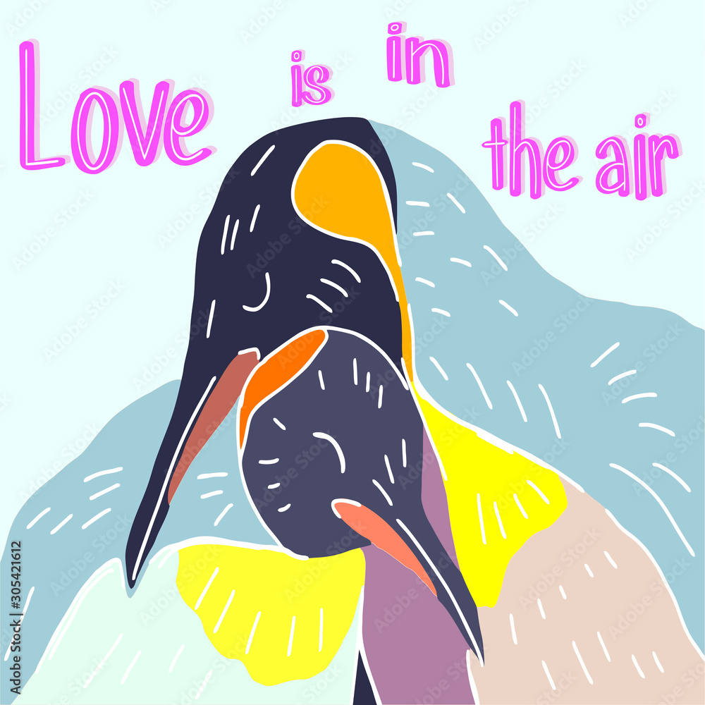 Penguins In Love Drawing