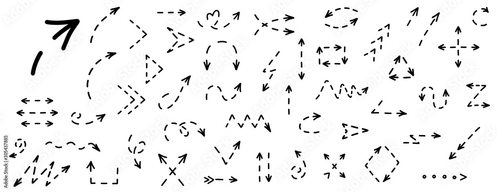 arrow dashed. arrow dashed vector .arrow dashed doodle curve vector ...