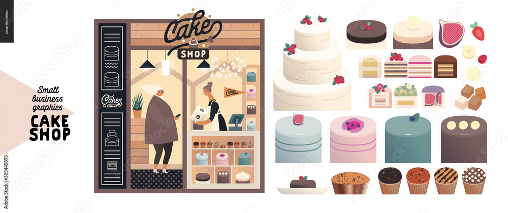 Cake shop, cakes on demand - small business graphics - facade -modern ...