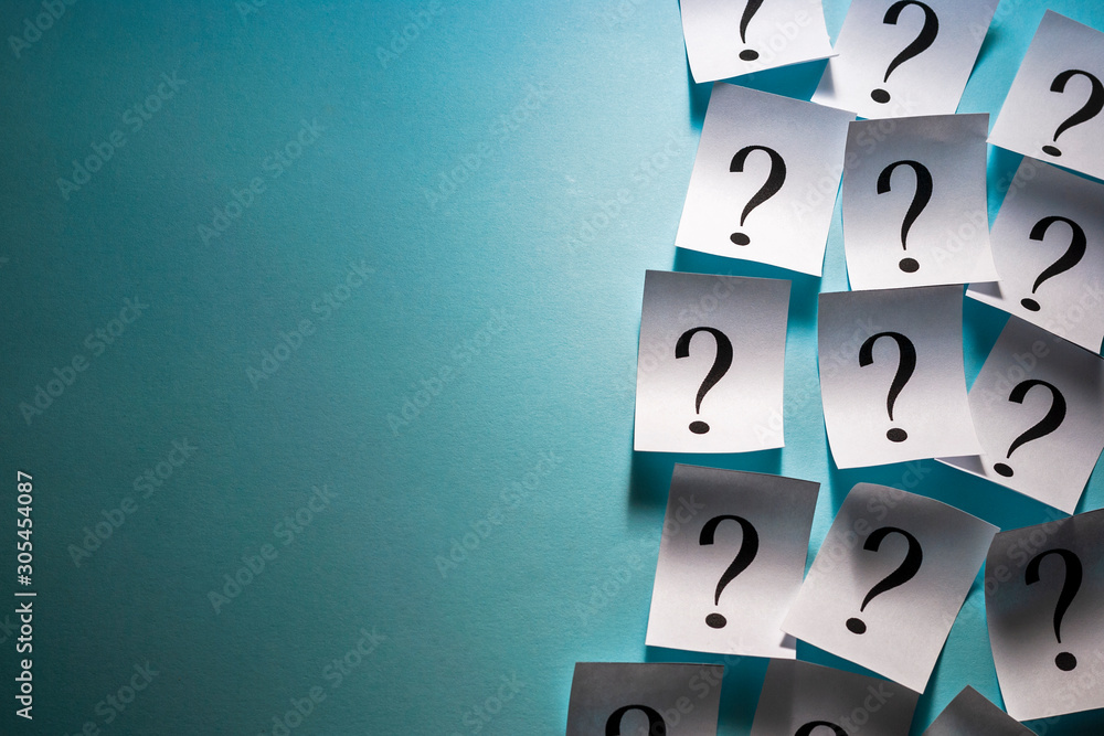 Side border of rows of printed question marks Stock Photo | Adobe Stock