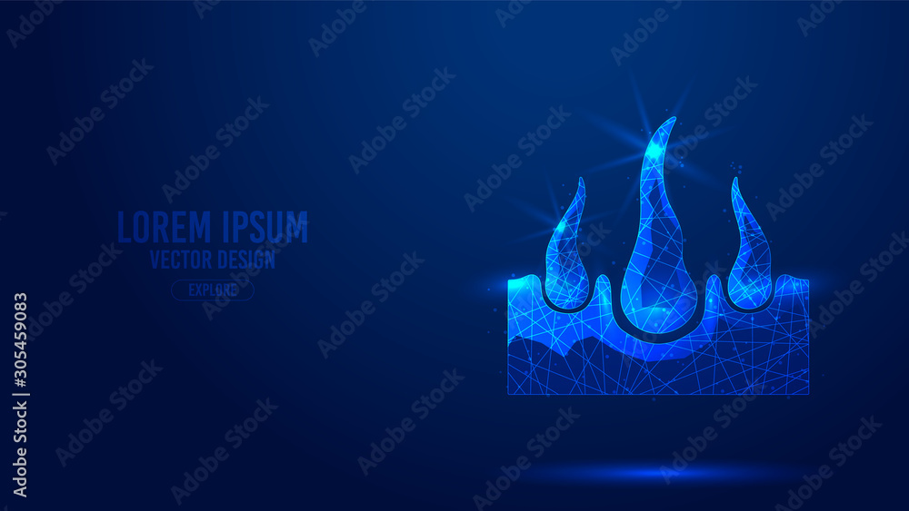 Skin hair geometric lines, low poly style wireframe vector banner ...