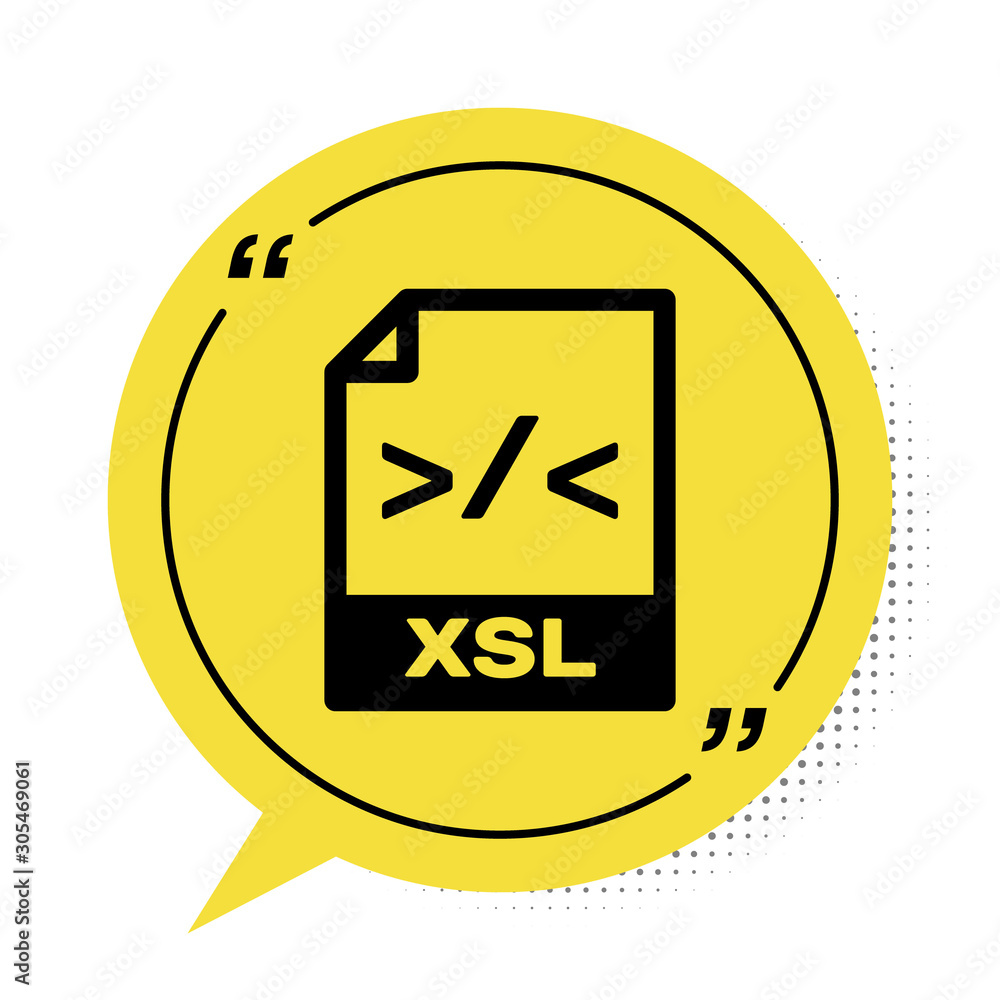 Black XSL file document. Download xsl button icon isolated on white ...