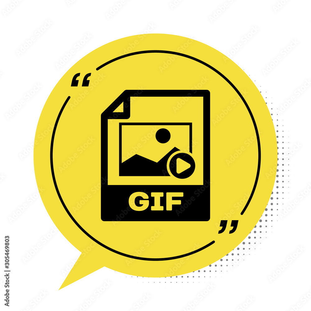 Black GIF file document. Download gif button icon isolated on white ...