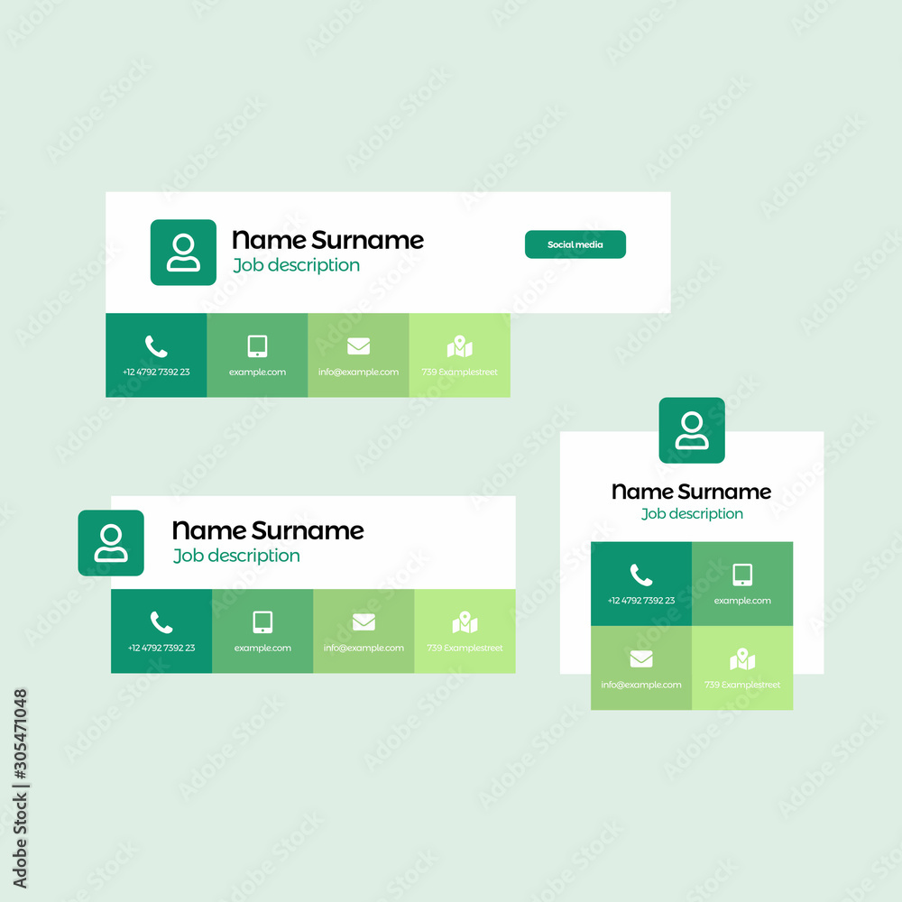 Corporate Email Signature Design Green Colorful Blocks Stock Vector ...