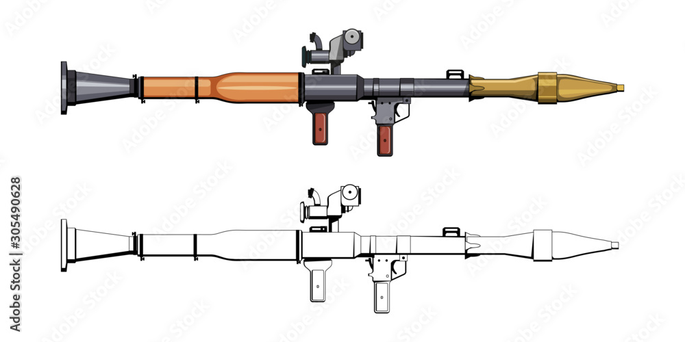 Naklejka Rocket Propelled Grenade. RPG. Firearms. Colorful image Set ...