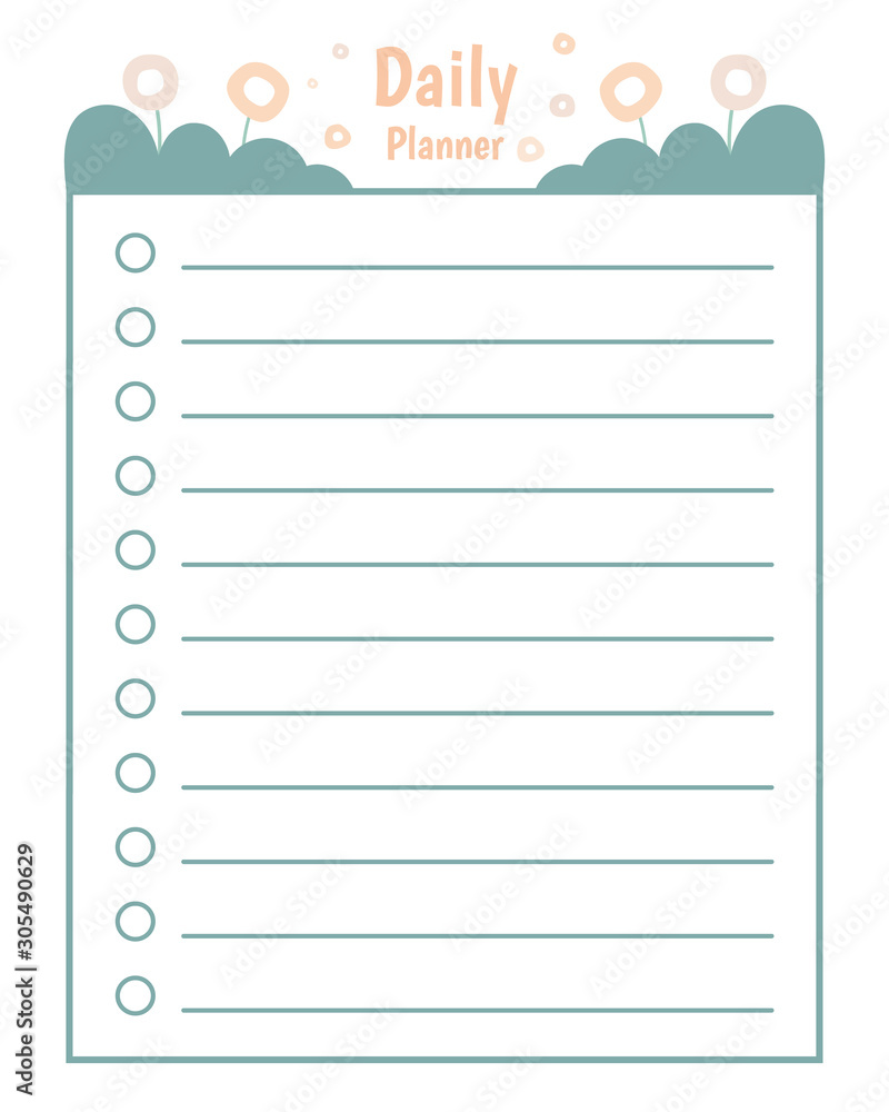 Daily planner template. To do list, note, paln. Daily planner template ...