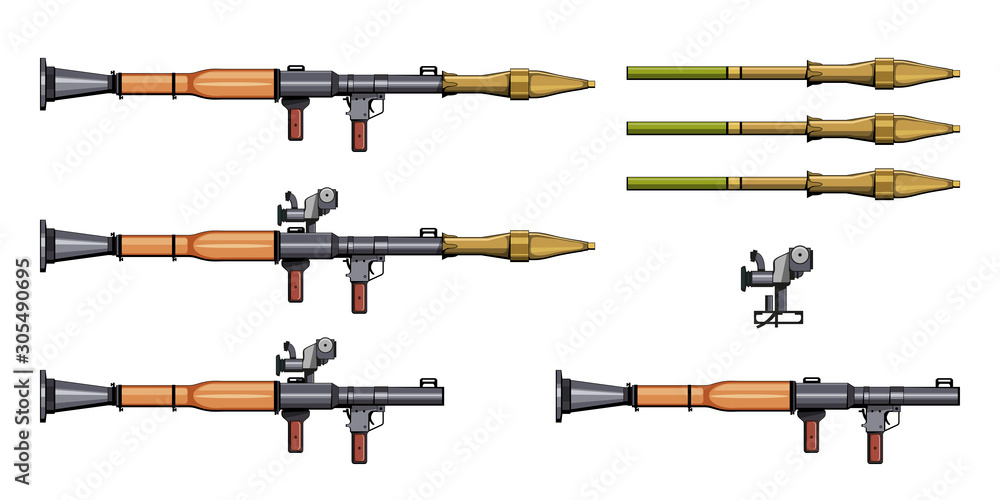 Rocket Propelled Grenade. RPG. Firearms. Colorful image Set. RPG Anti ...