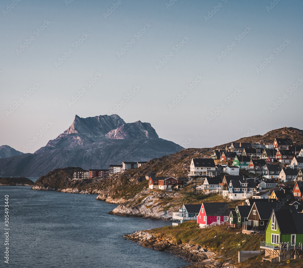 Nuuk capital of Greenland with Beautiful small colorful houses in ...