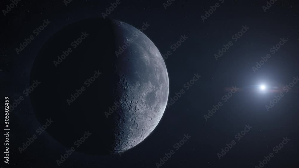 Stockvideon Moon seen from space. Orbiting the moon. Sun and moon ...