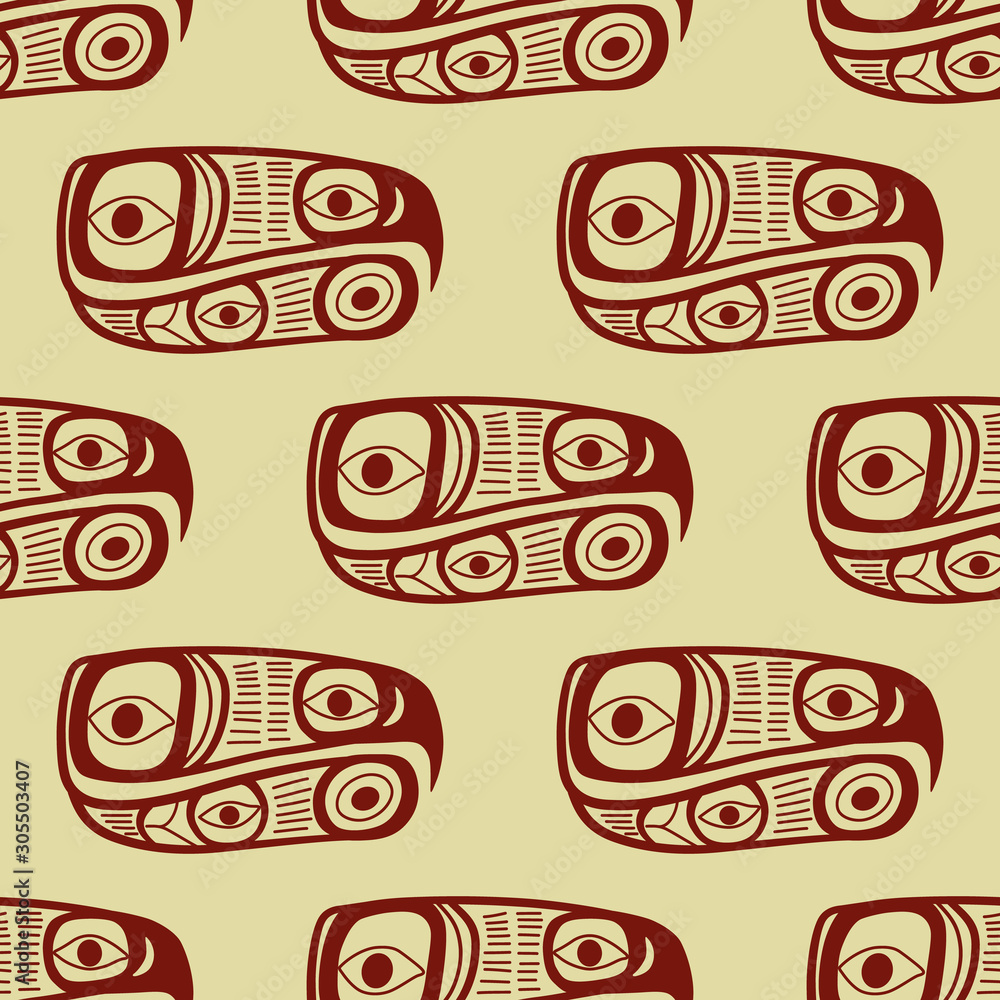 Seamless geometrical pattern with Native American ethnic motifs ...