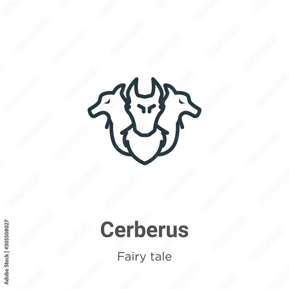 Vecteur Stock Cerberus outline vector icon. Thin line black cerberus ...