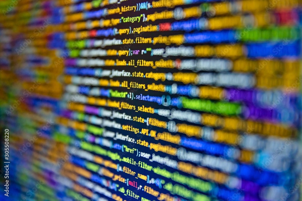 Software developer programming code on black screen. Technology concept hex code digital ...