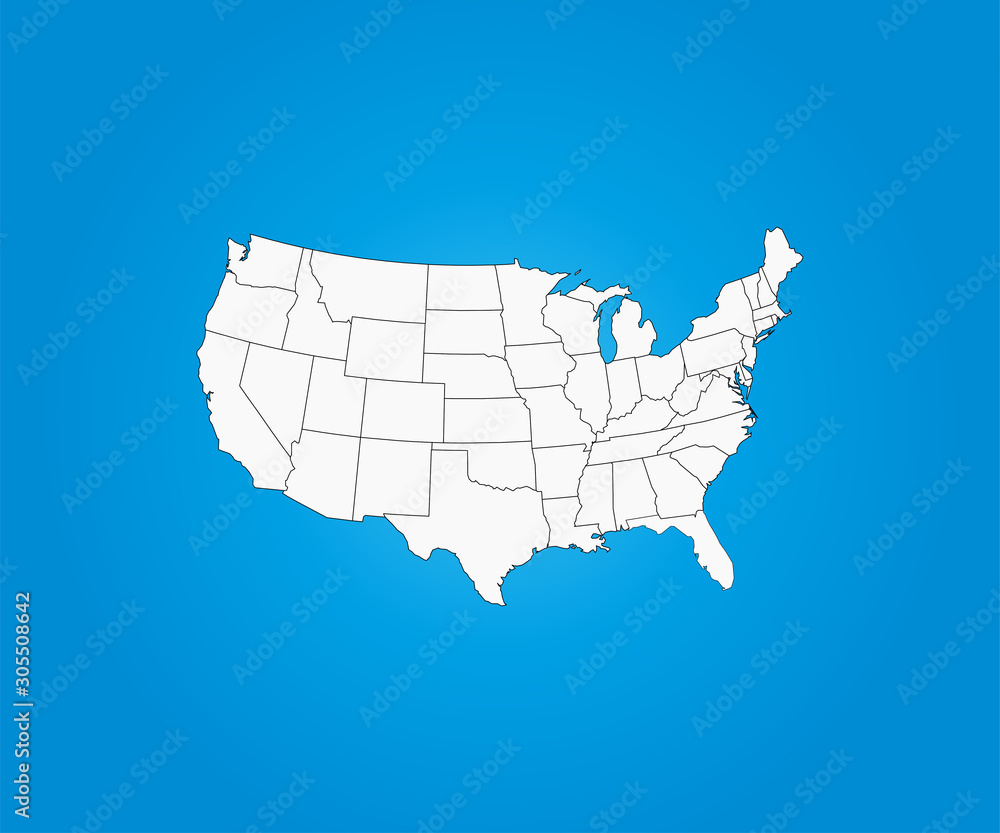 United States Map, states border map. Vector illustration. Stock Vector ...