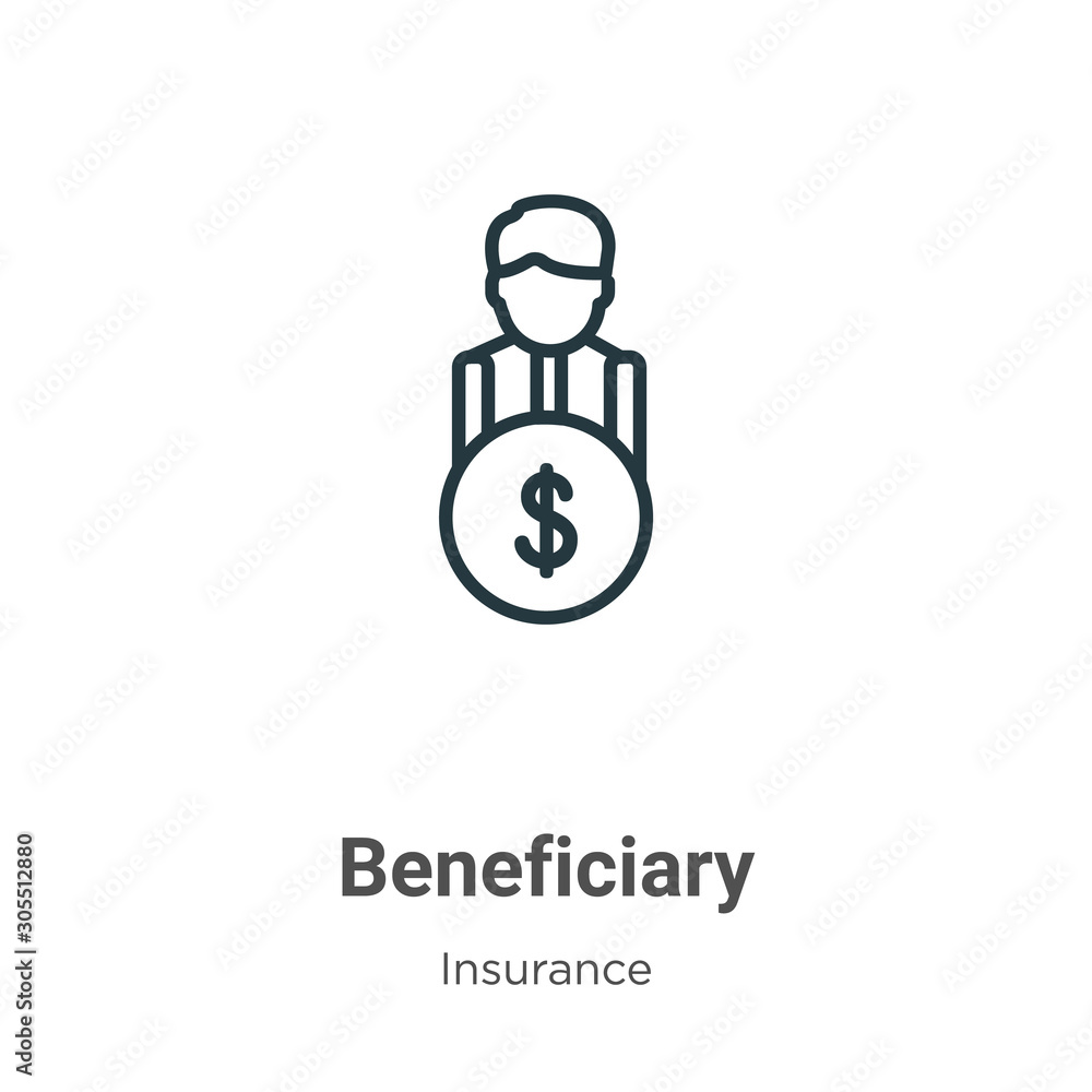 Beneficiary outline vector icon. Thin line black beneficiary icon, flat ... Beneficiary outline vector icon. Thin line black beneficiary icon, flat ...