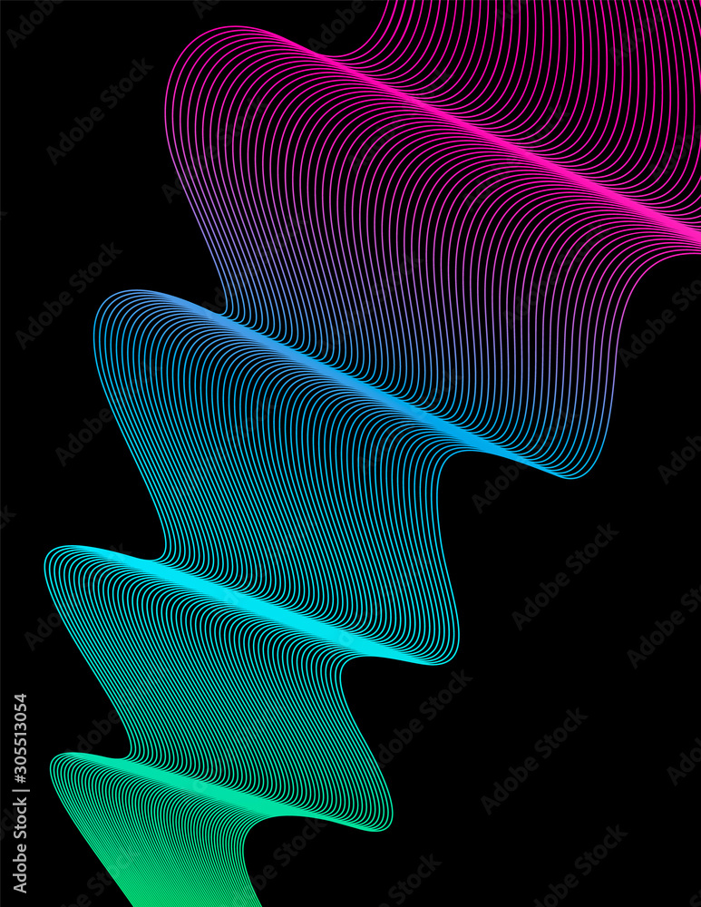 Abstract vector colorful wave element for design. Dynamic curved ...