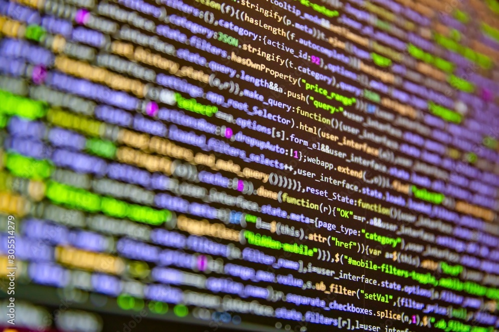 Software developer programming code on computer. Web site codes on computer monitor. Abstract ...