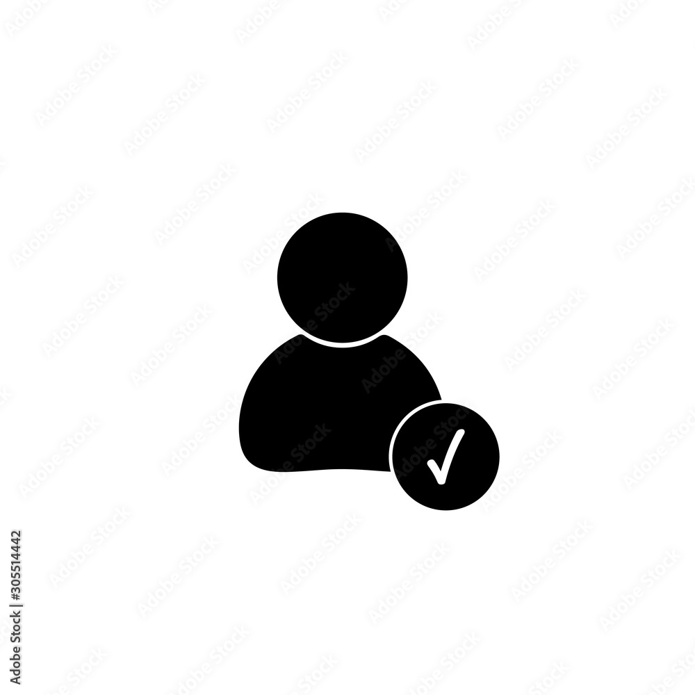 Symbol of business people with check mark in flat style. Icon for web ...