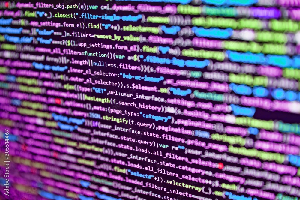 Computer code on laptop (web developing). Developer software ...