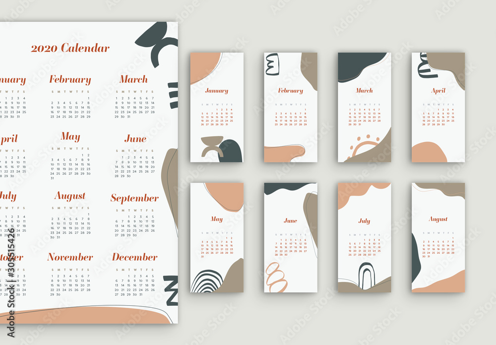 Abstract Calendar Set Stock Template | Adobe Stock