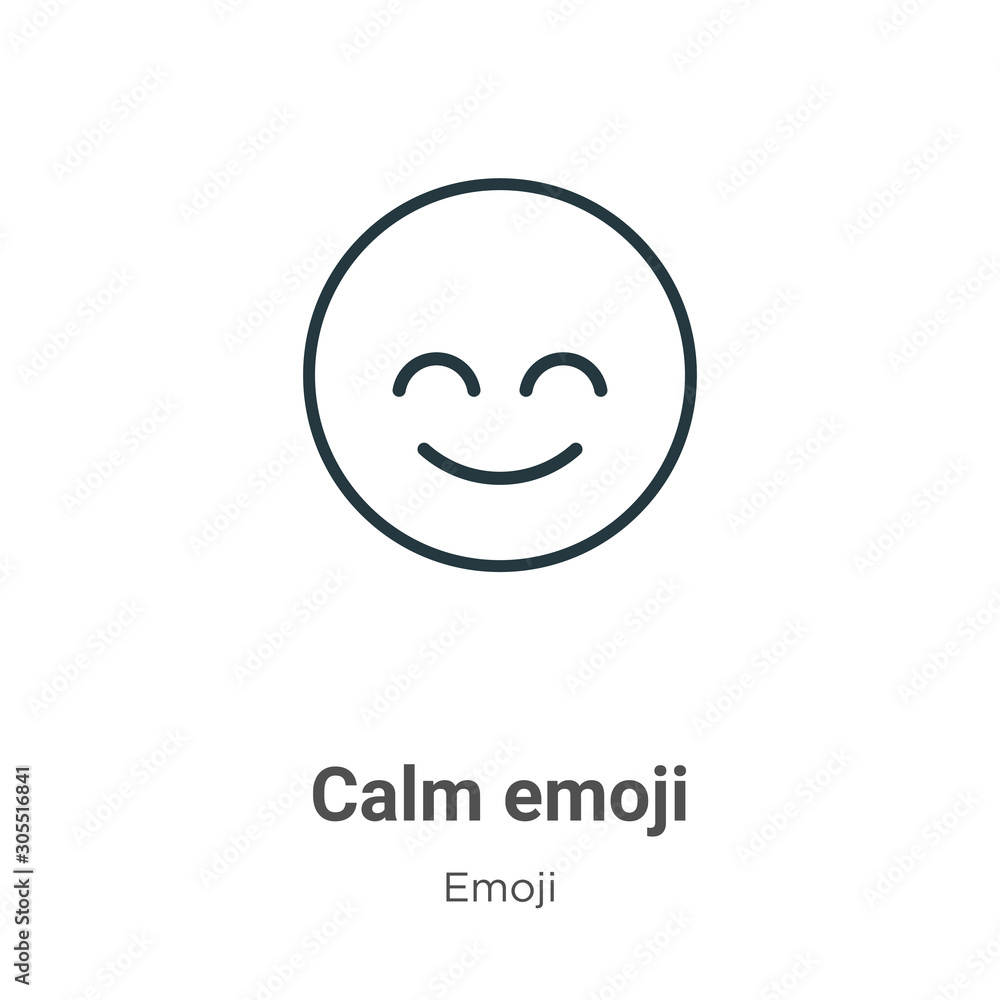 Calm emoji outline vector icon. Thin line black calm emoji icon, flat ...