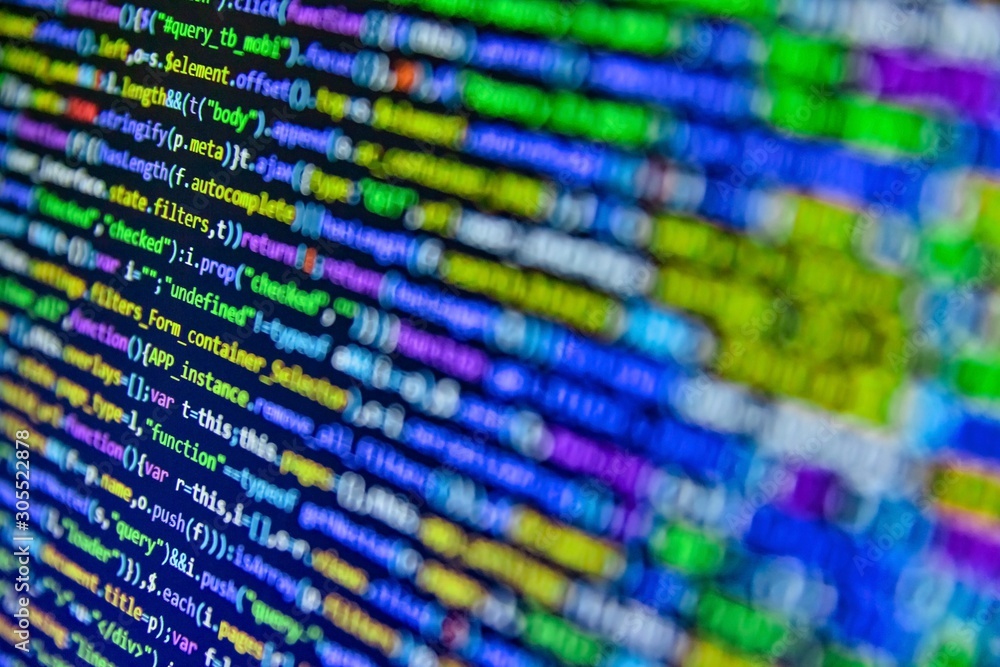 Programmer working in a software develop company office. Background of ...