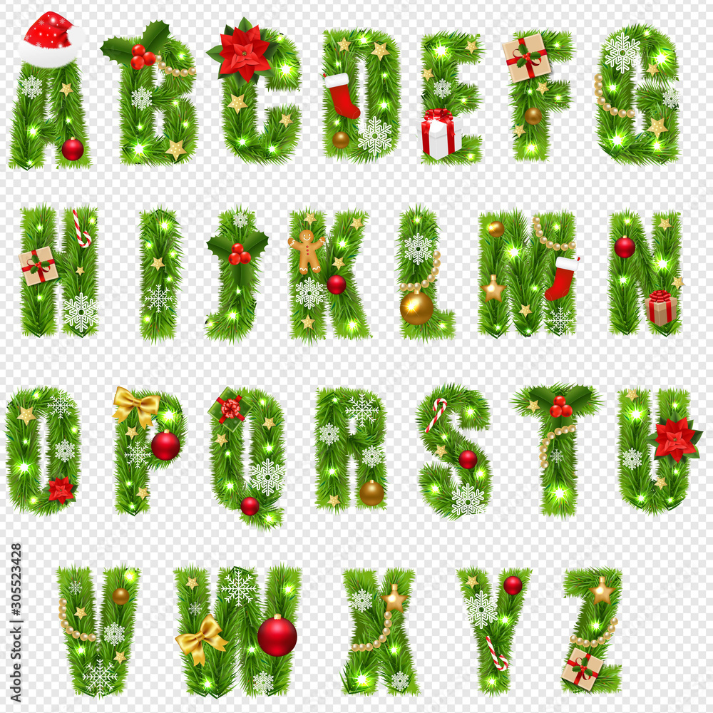 Christmas Alphabet With Christmas Toys Isolated Transparent Background ...