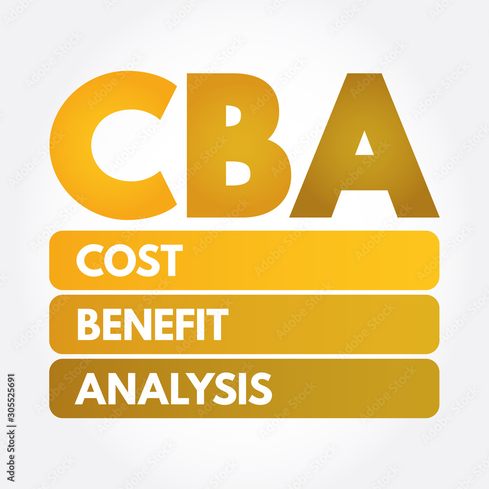 CBA - Cost-benefit Analysis acronym, business concept background Stock ...