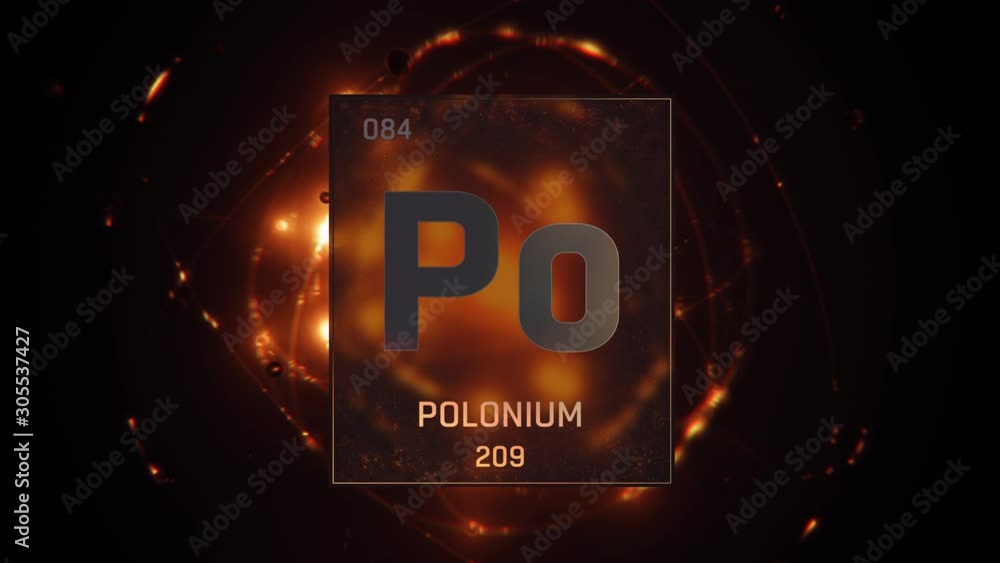 Polonium as Element 84 of the Periodic Table. Seamlessly looping 3D ...