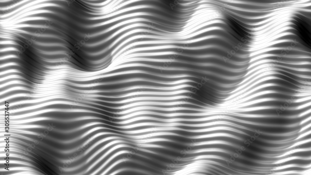 Abstract Deformed Greyscale Surface with Horizontal Ripples - 3D ...