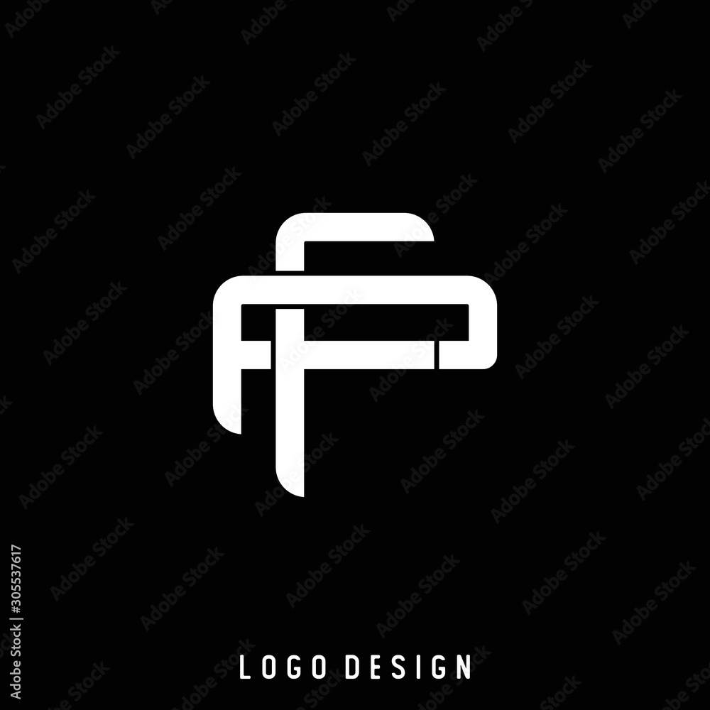 Initial letter FP, PF, overlapping interlock monogram logo, white color ...
