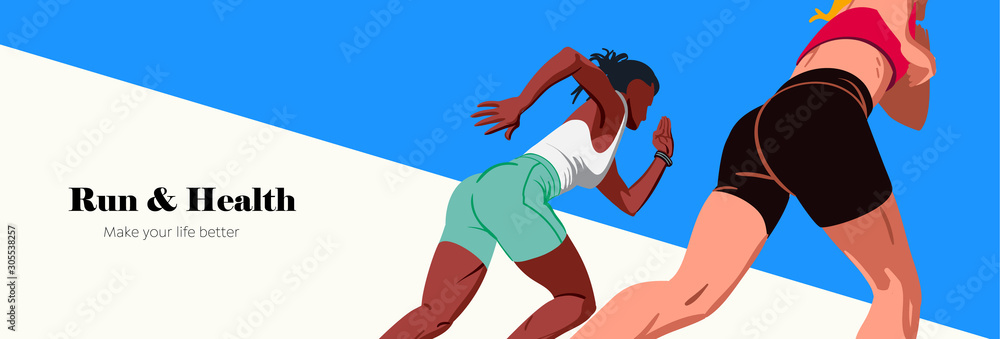 Cartoon style running girls. Vector illustration. Stock Vector | Adobe ...