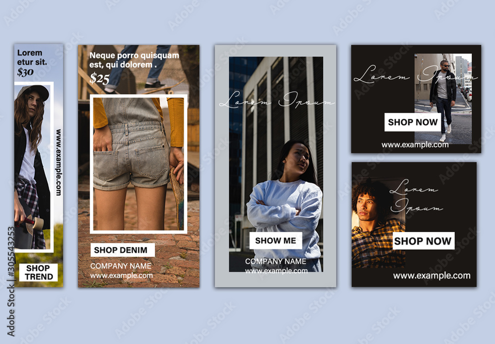 Simple Text Web Banner Layout Set Stock Template | Adobe Stock