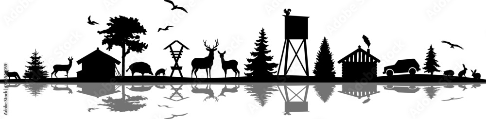 Forest Nature Landscape Skyline Vector Silhouette Stock Vector | Adobe ...