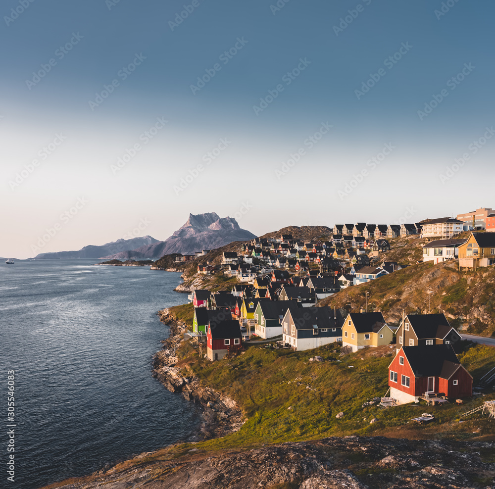 Nuuk capital of Greenland with Beautiful small colorful houses in ...