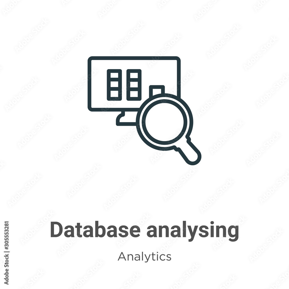 Database Analysing Outline Vector Icon Thin Line Black Database Analysing Icon Flat Vector