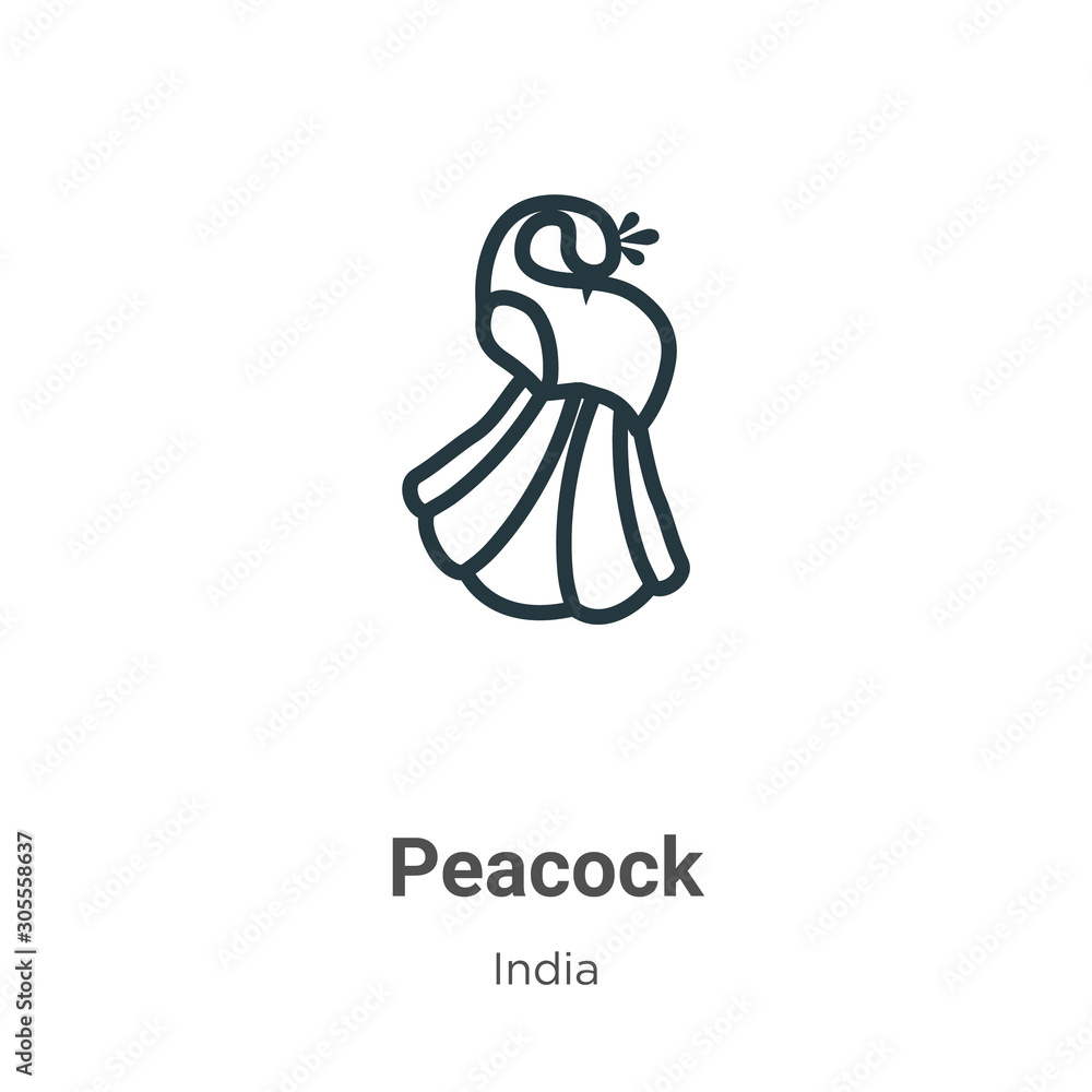 Peacock Simple Outline