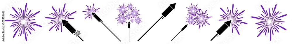 Fireworks Icon Purple | Firecracker | New Year Symbol | Pyrotechnics ...