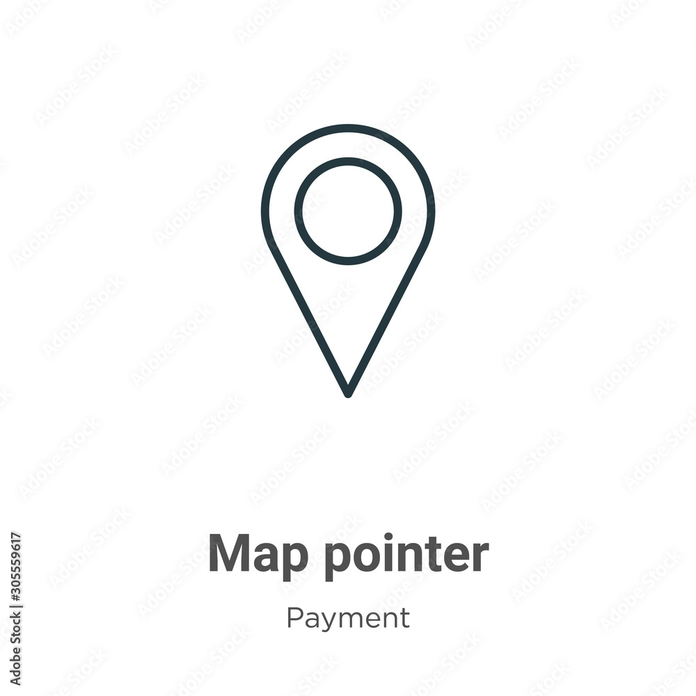 Map pointer outline vector icon. Thin line black map pointer icon, flat ... Map pointer outline vector icon. Thin line black map pointer icon, flat ...