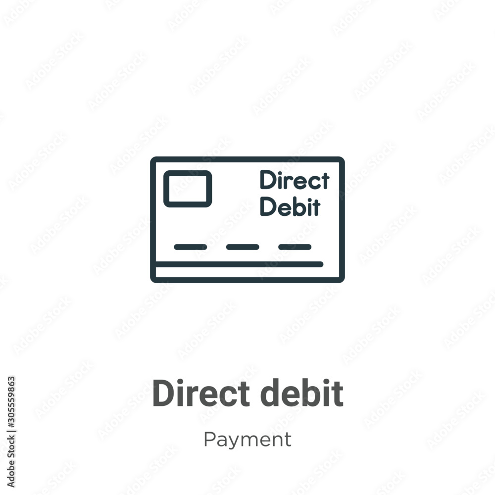 Direct debit outline vector icon. Thin line black direct debit icon ...