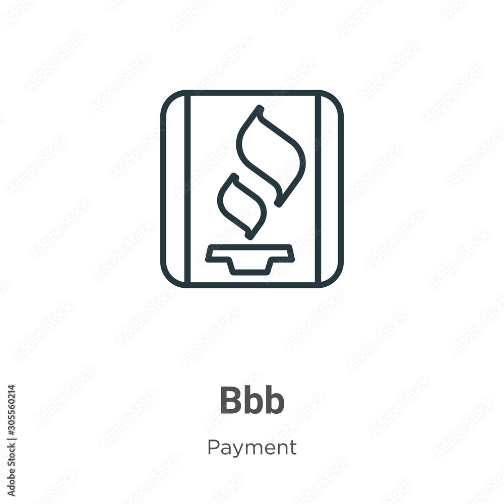 Bbb outline vector icon. Thin line black bbb icon, flat vector simple ...