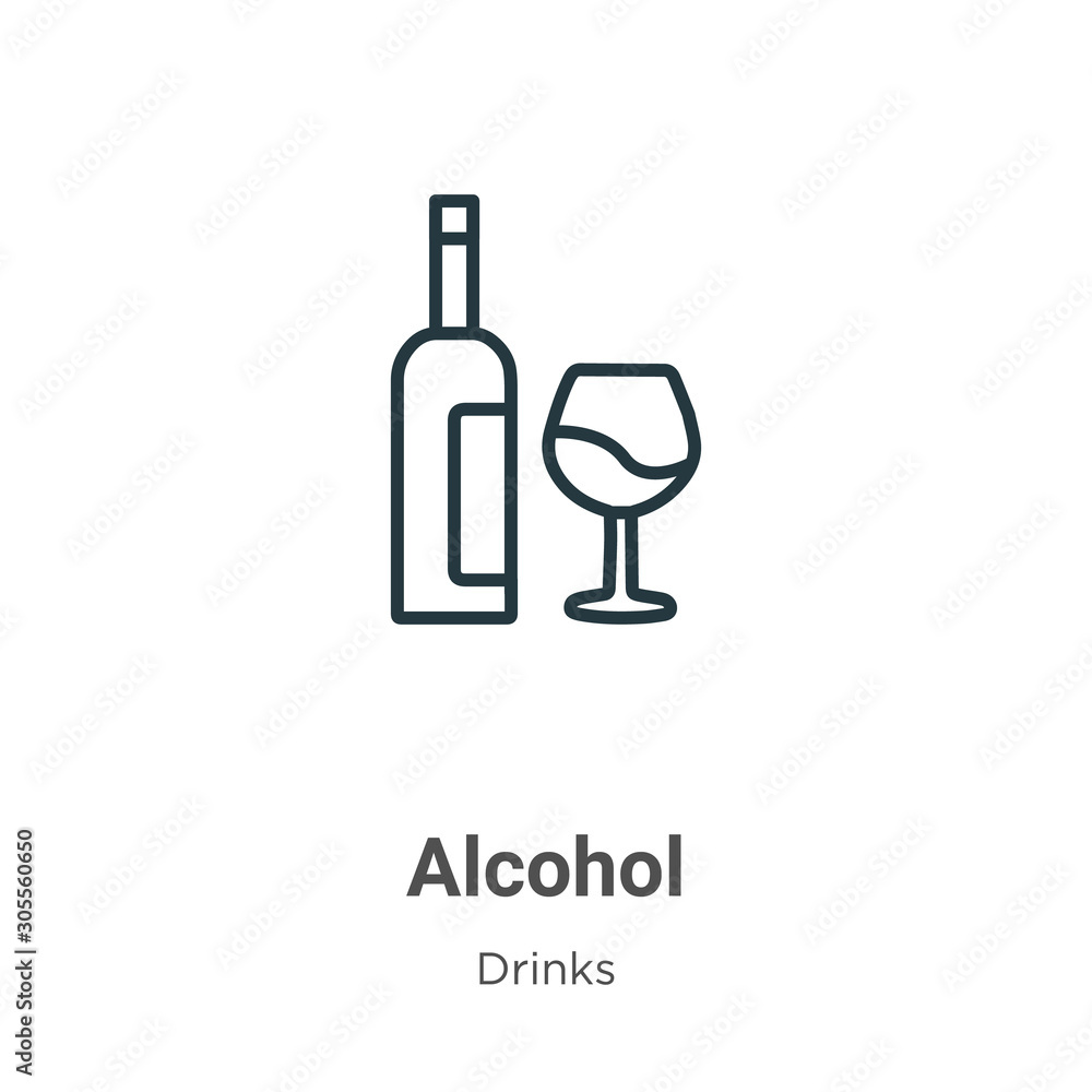 Alcohol outline vector icon. Thin line black alcohol icon, flat vector ...
