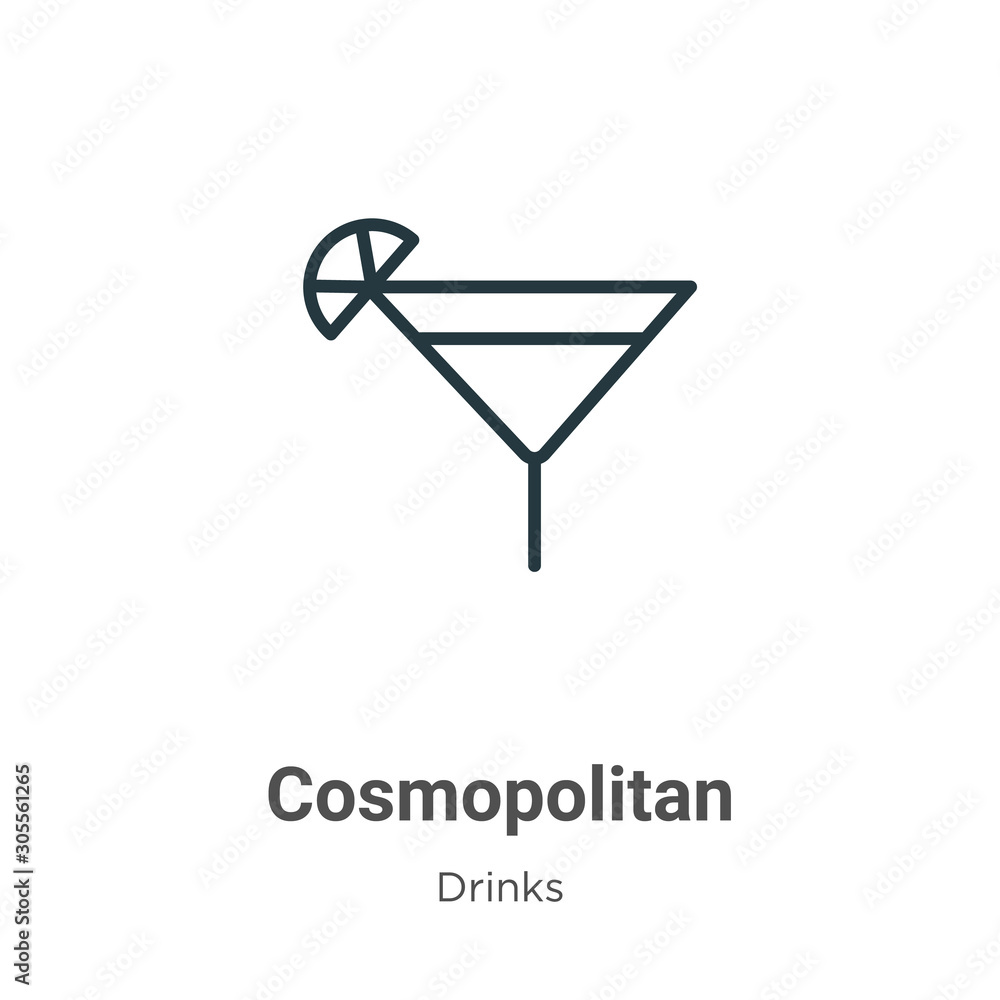 Cosmopolitan outline vector icon. Thin line black cosmopolitan icon ...