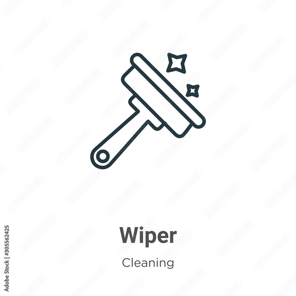 Wiper outline vector icon. Thin line black wiper icon, flat vector ...