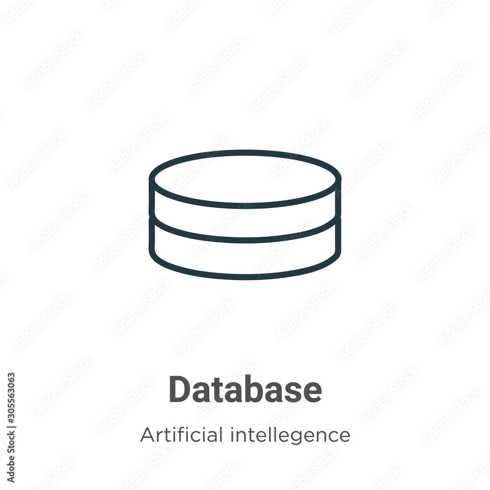 Database outline vector icon. Thin line black database icon, flat ...