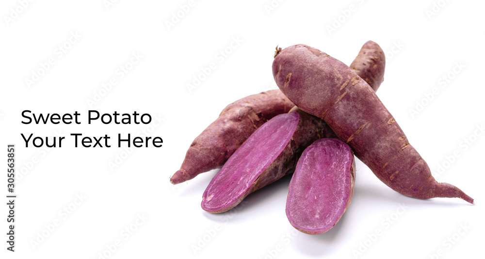 Purple Sweet Potato Heap Copy Space Banner Clipping Path. Fresh Organic ...