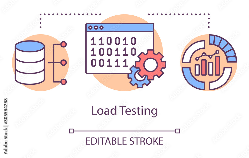 Load Testing Concept Icon Examine Computer Program Behaviour Idea Thin Line Illustration