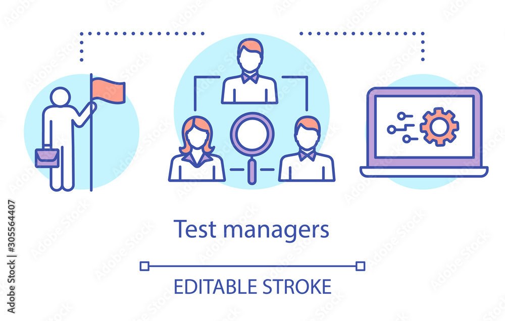 Test managers concept icon. Control and supervision idea thin line ...
