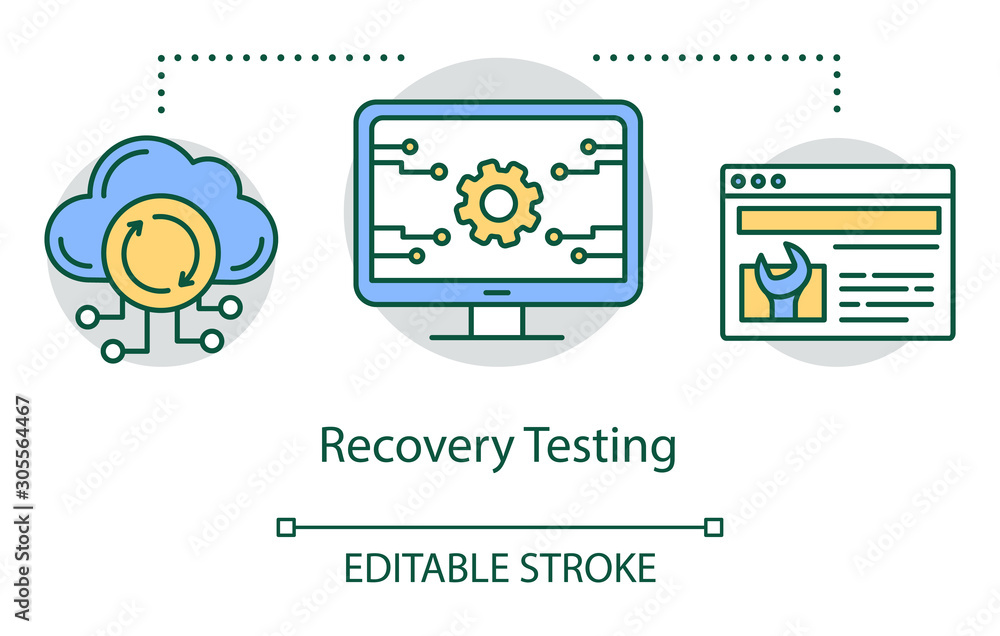 Recovery Testing Concept Icon Examine Program Performance Idea Thin Line Illustration Software