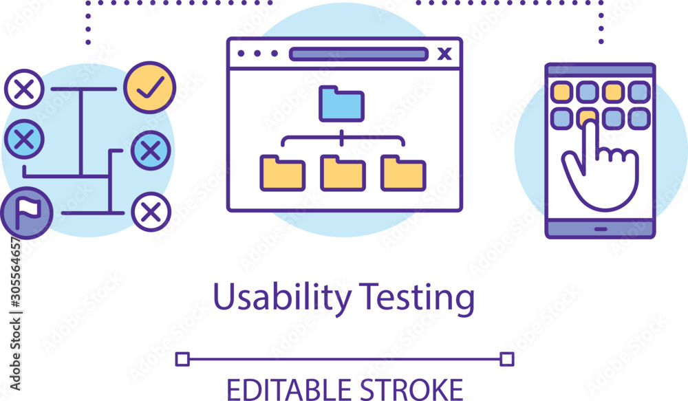 Usability Testing Concept Icon Real Users Interaction Idea Thin Line Illustration Software